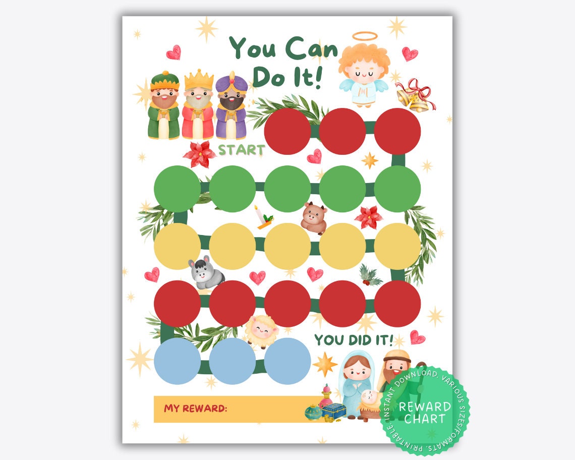 Nativity Scene Reward Chart, Printable Christmas Reward Chart, Kids ...