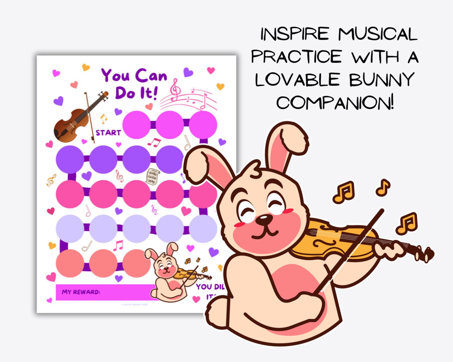 Printable Violin Reward Chart, Music Reward Chart, Violin Practice ...