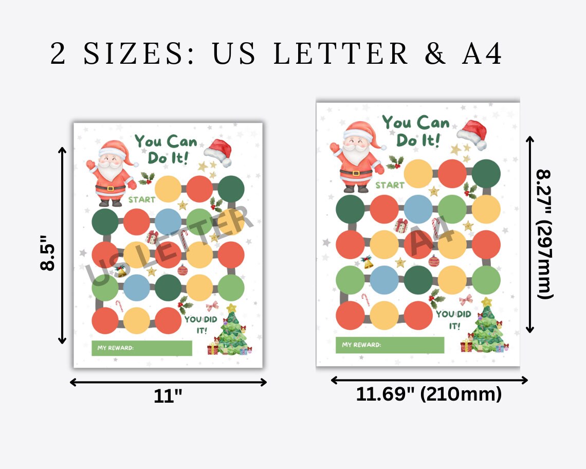 Printable Santa Reward Chart, Reward Chart for Christmas, Holiday ...