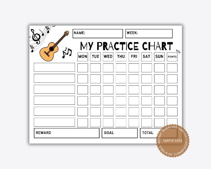 Printable Guitar Practice Reward Chart: Music Progress Tracker (PDF) - Etsy
