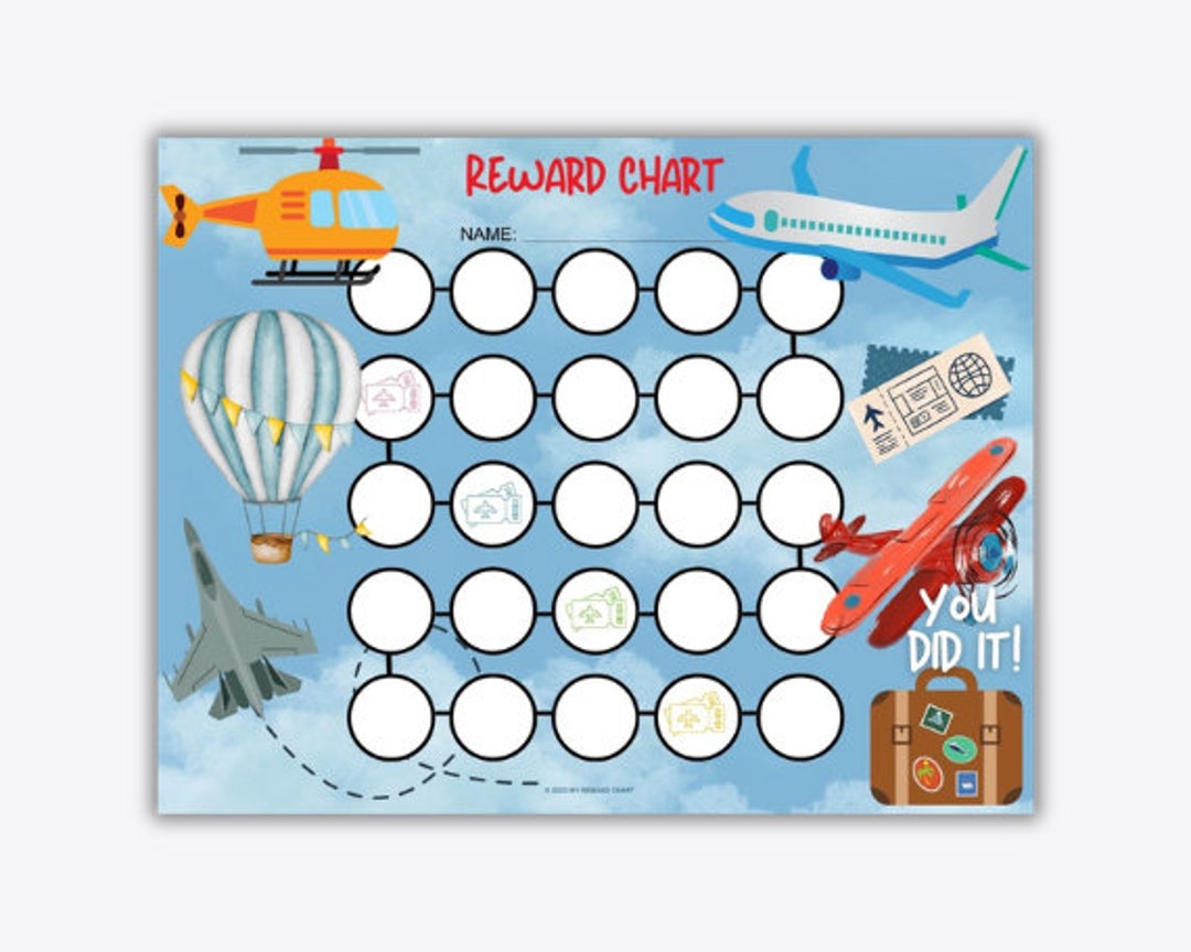 Airplane Reward Chart for Kids – Printable Sticker Chart, Things That ...