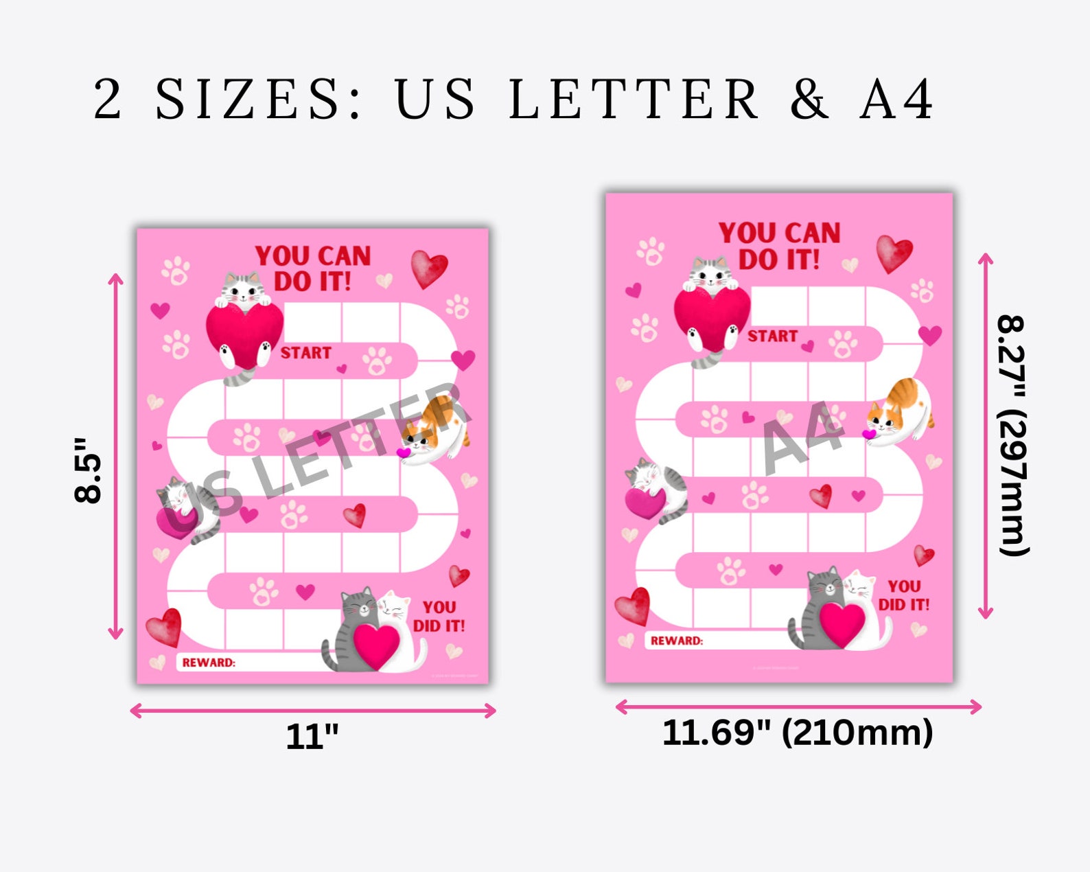 Printable Cat Reward Chart, Valentine Reward Chart, Potty Training ...