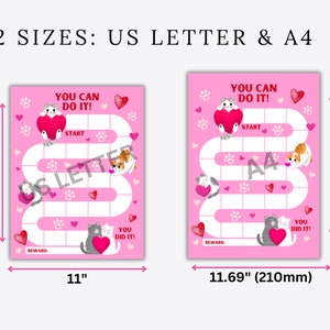 Printable Cat Reward Chart, Valentine Reward Chart, Potty Training ...