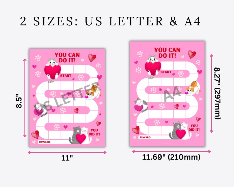 Printable Cat Reward Chart, Valentine Reward Chart, Potty Training ...