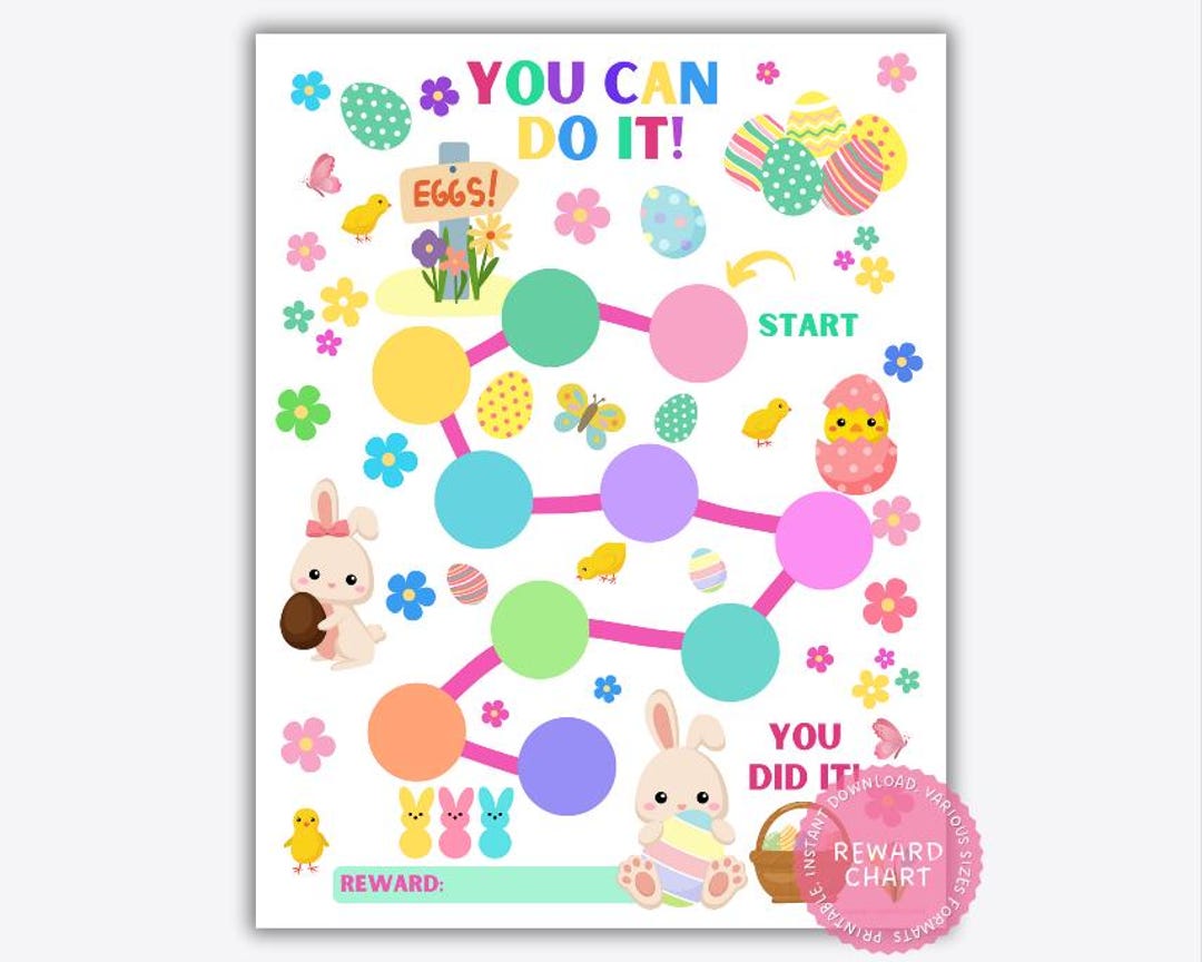 Easter Bunny Sticker Chart, Easter Reward Chart for Kids, Behavior ...