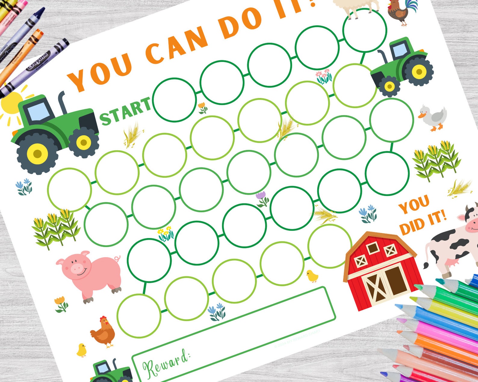 Reward Chart Printable, Tractor Reward Chart, Kids Behavior Chart ...