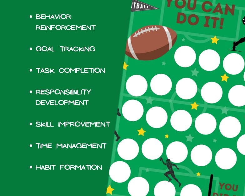 Football Reward Chart Printable, Sport Reward Chart, Football Sticker ...