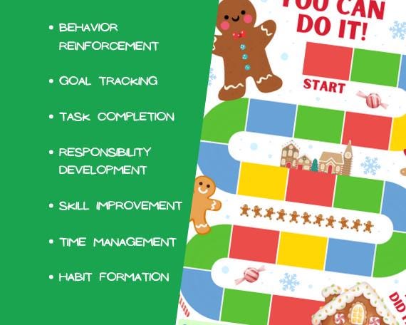 Gingerbread Reward Chart: Christmas Holiday Habit Tracker (printable ...
