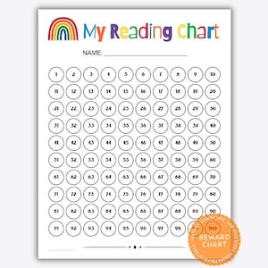Kids Printable Reading Chart, Rainbow Reading Reward Chart, Kids Reward ...