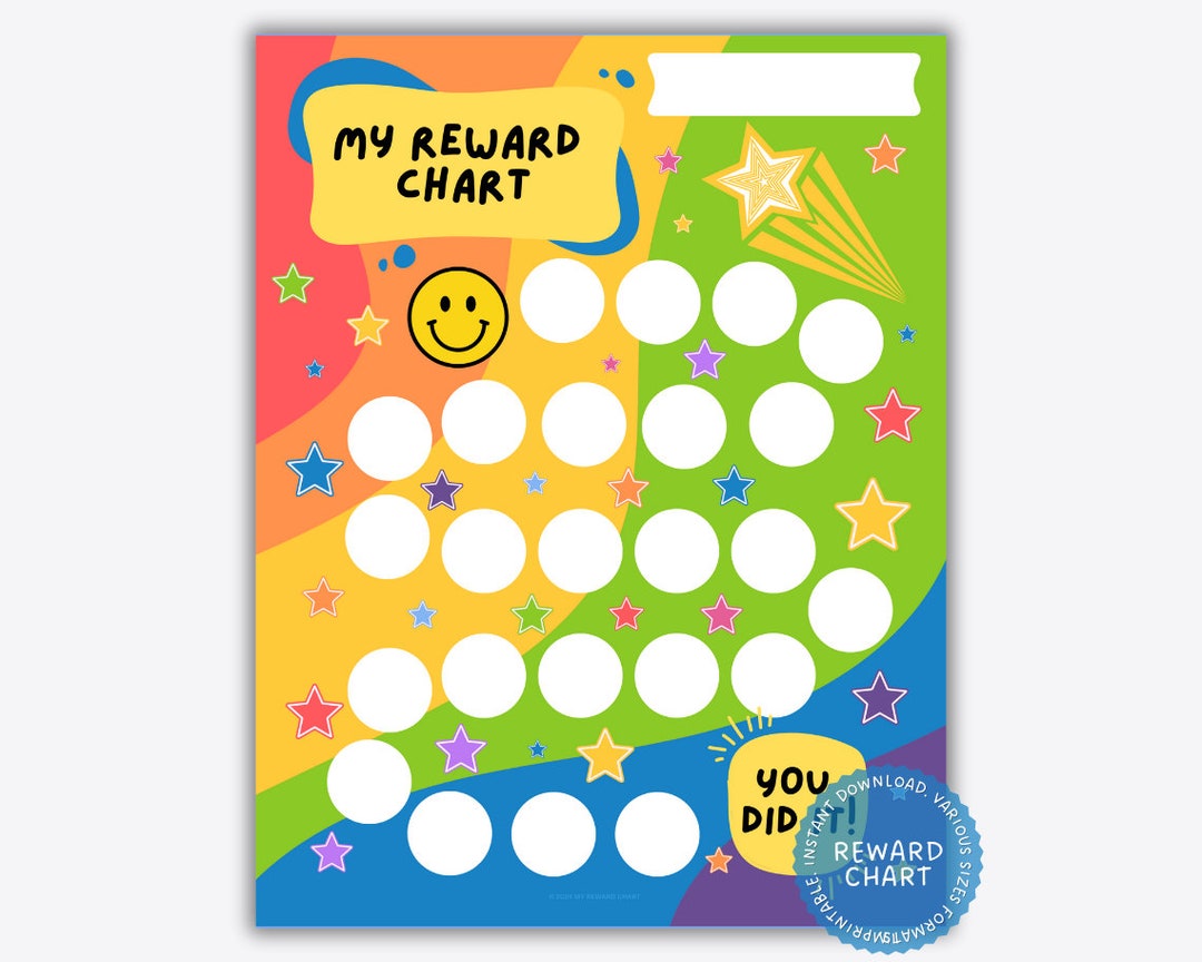 Kids Reward Chart Printable, Sticker Chart for Classroom, Goal Setting ...