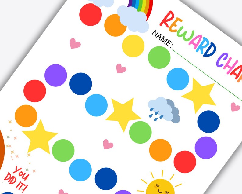 Reward Chart Printable, Rainbow Reward Chart, Potty Training Chart ...