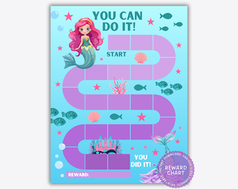 Printable Mermaid Reward Chart, Mermaid Kids Potty Training Chart ...