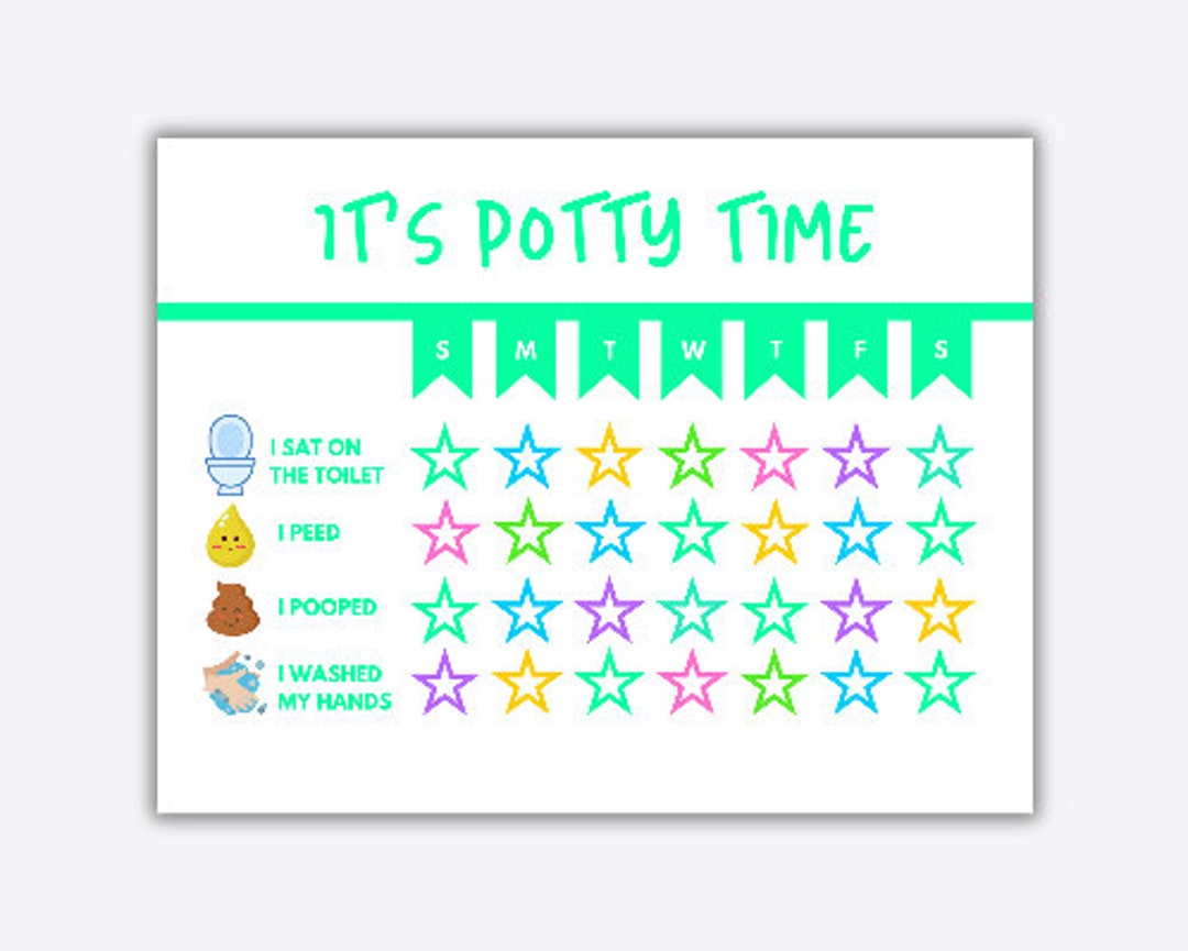 Printable Green Potty Training Chart for Toddlers Best Potty - Etsy
