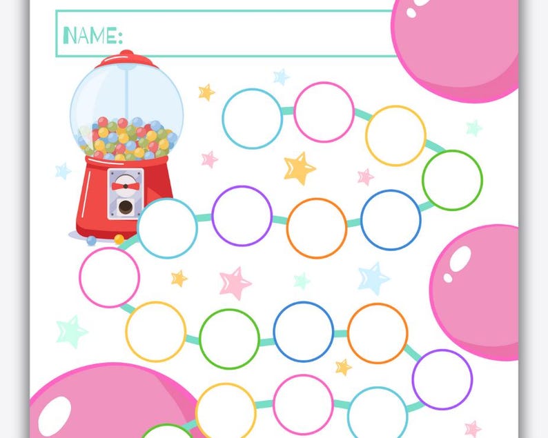 Bubble Gum Reward Chart: Fun Behavior Tracker (PDF) - Etsy