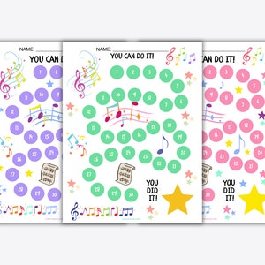 Printable Music Reward Charts, Music Practice Chart, Kids Reward Chart ...