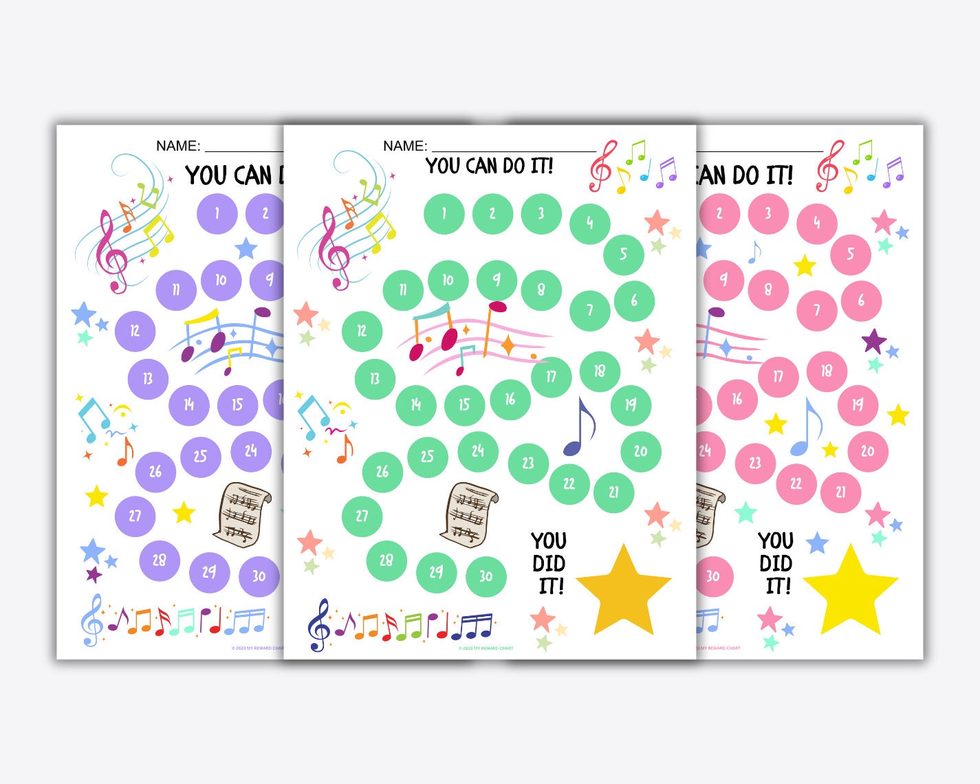 Printable Music Reward Charts, Music Practice Chart, Kids Reward Chart ...