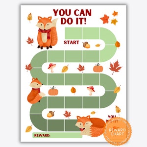 Fall Reward Chart Printable Autumn Sticker Chart, Fox Reward Chart ...