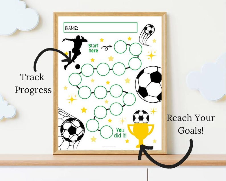 Soccer Practice Reward Chart, Kids Sticker Chart, Behavior Tracker ...