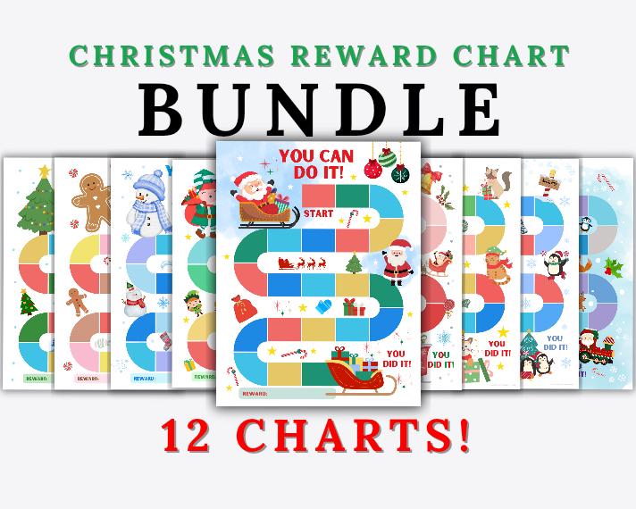 Christmas Reward Chart Bundle, Holiday Kids Sticker Chart Printable ...