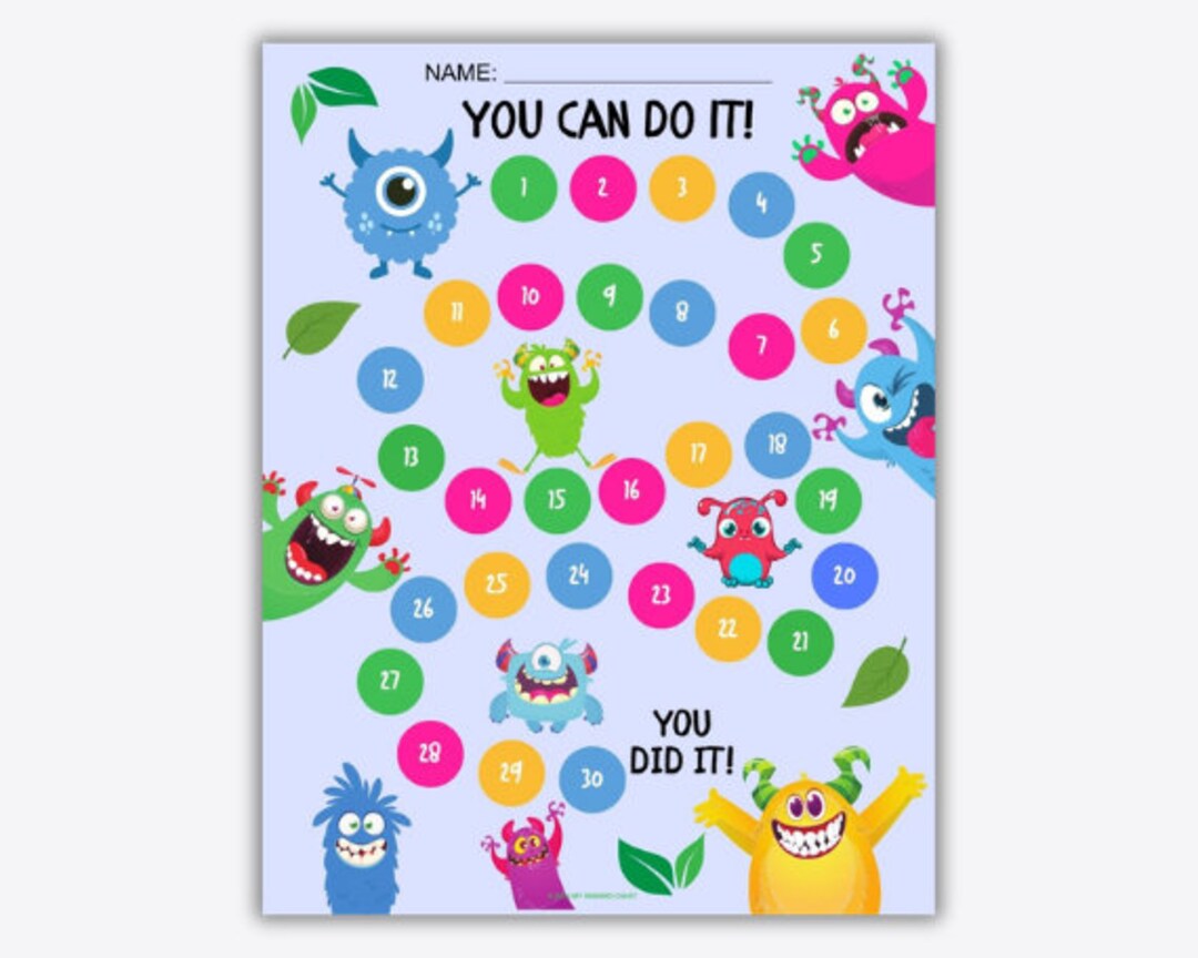 Printable Monster Reward Chart Monsters Behavior Chart - Etsy