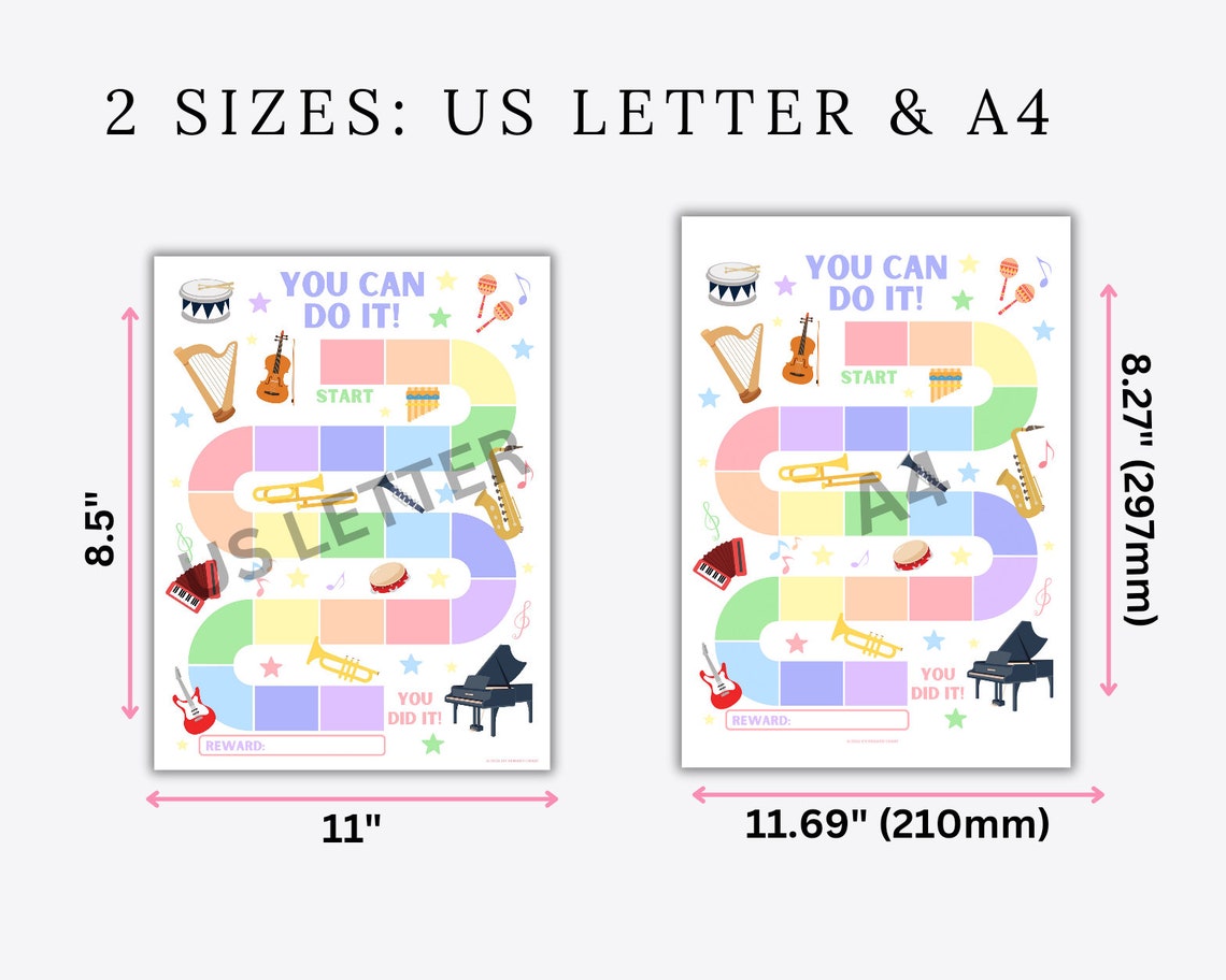 Printable Music Practice Chart, Rainbow Music Practice Chart, Kids ...