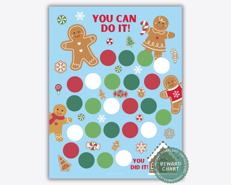 Printable Gingerbread Reward Chart: Christmas Behavior Tracker (PDF) - Etsy
