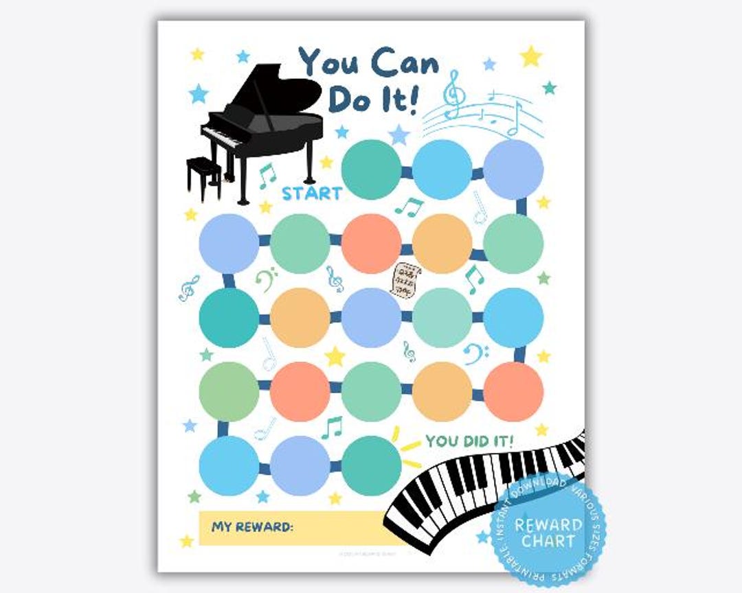 Piano Practice Reward Chart, Music Lesson Tracker, Kids Sticker Chart ...