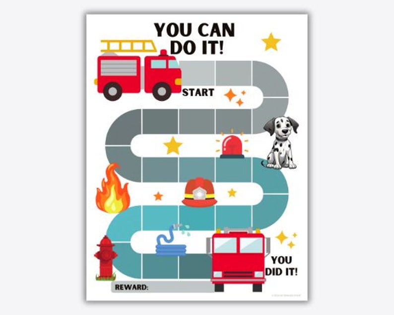 Firetruck Reward Chart, Printable Firetruck Potty Training Chart for ...