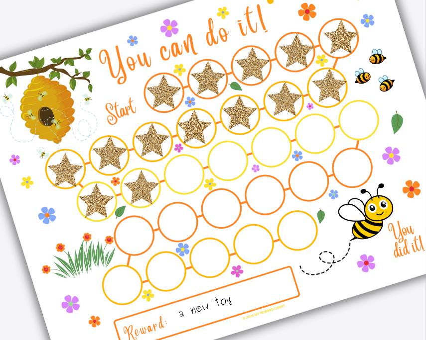 Printable Bee Reward Chart, Honey Bee Behavior Chart, Reward Chart Kids ...