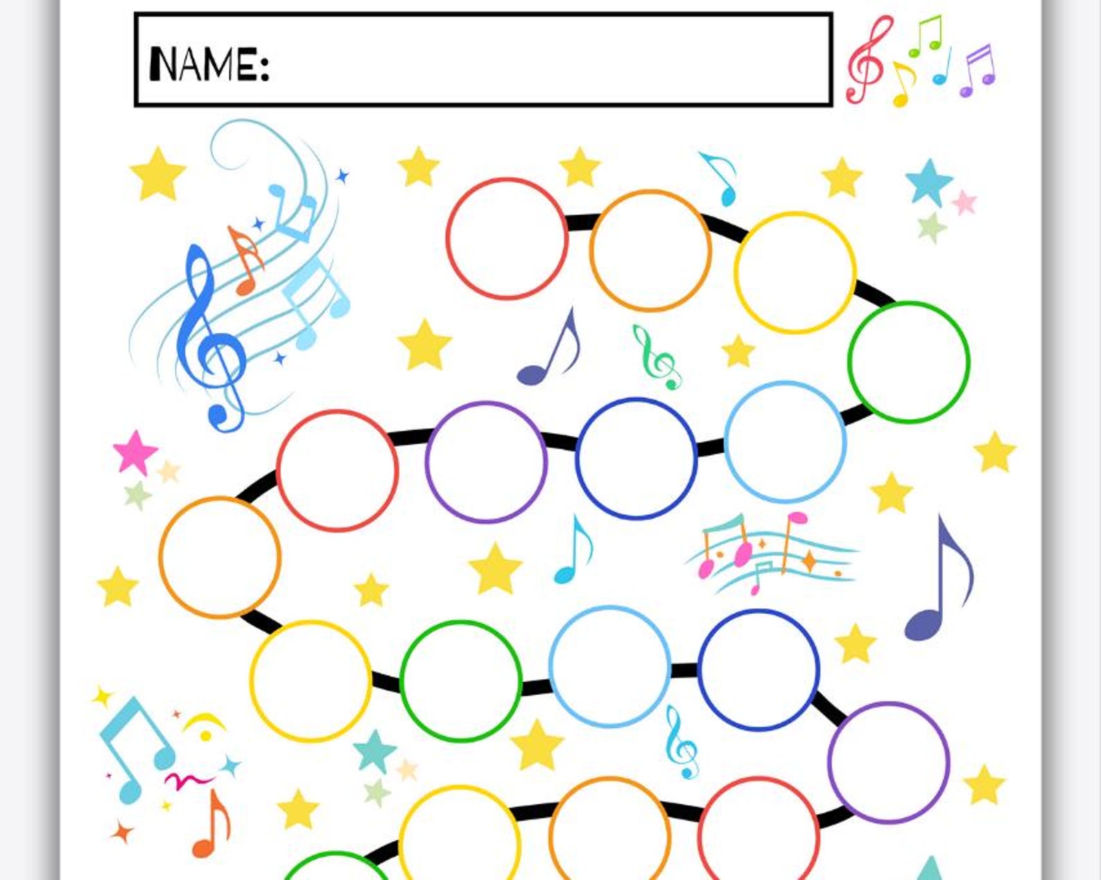 Printable Music Practice Reward Chart: Rainbow Design (PDF, PNG, JPG ...