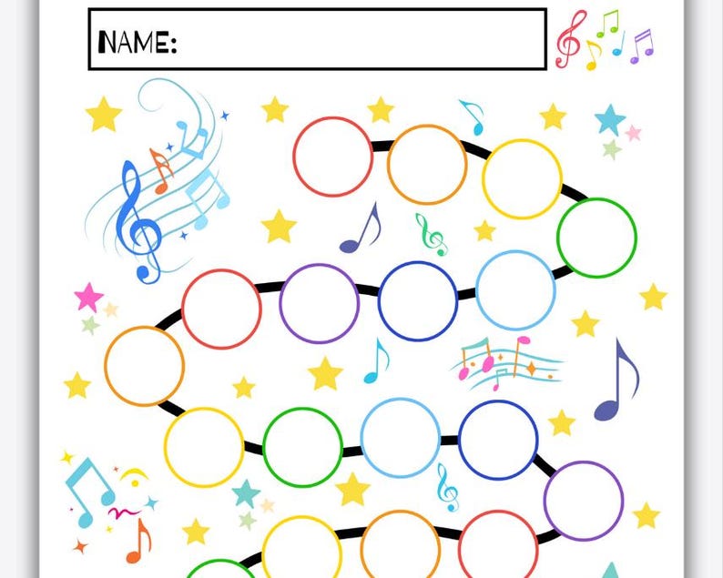 Printable Music Practice Reward Chart: Rainbow Design (PDF, PNG, JPG ...