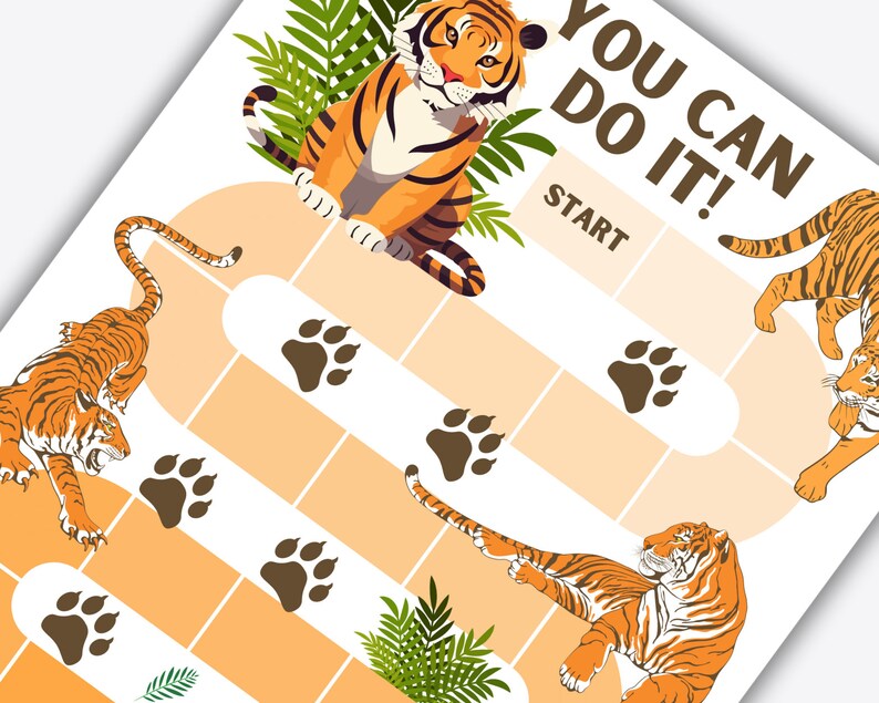 Printable Tiger Reward Chart: Kids Potty Training, Behavior Tracker ...