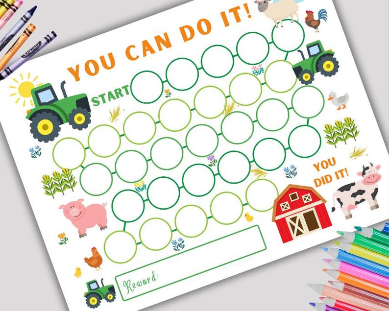 Tractor Reward Chart Printable: Farm Behavior Tracker (digital Download ...