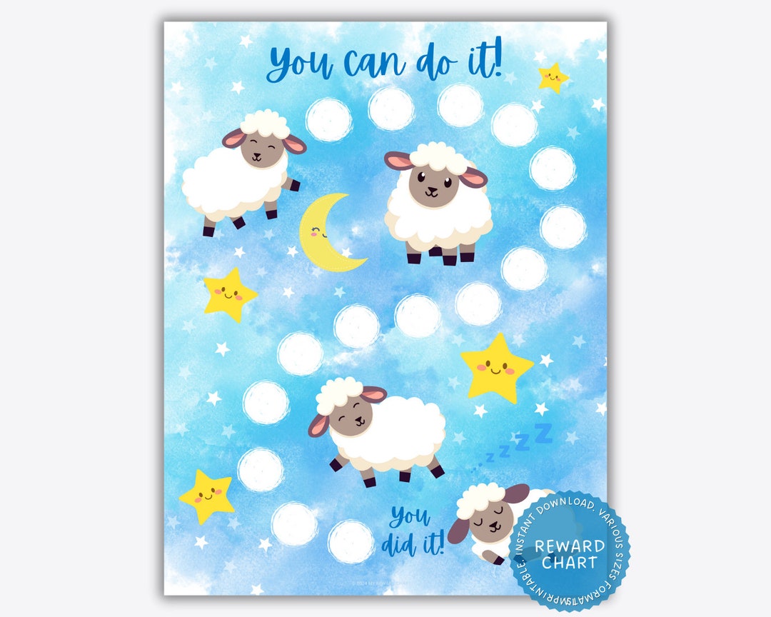 Nighttime Reward Chart, Sheep Sticker Chart, Stay in Bed, Printable ...