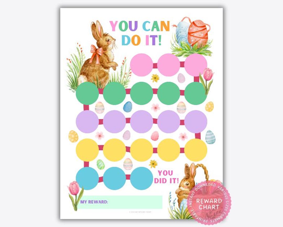 Printable Easter Reward Chart, Kids Behavior Chart, Easter Sticker ...