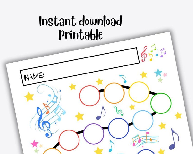 Printable Music Practice Reward Chart: Rainbow Design (PDF, PNG, JPG ...