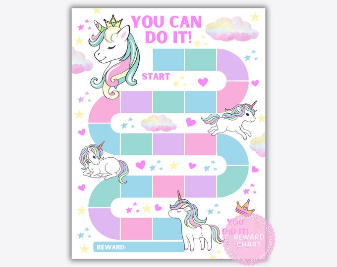 Unicorn Potty Training Chart for Kids | Printable Unicorn Reward Chart ...