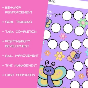 Butterfly Reward Sticker Chart, Toddler Reward Chart, Printable Potty ...