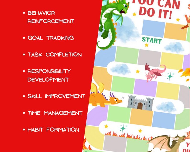 Dragon Reward Chart, Sticker Chart, Behavior Chart, Potty Training ...