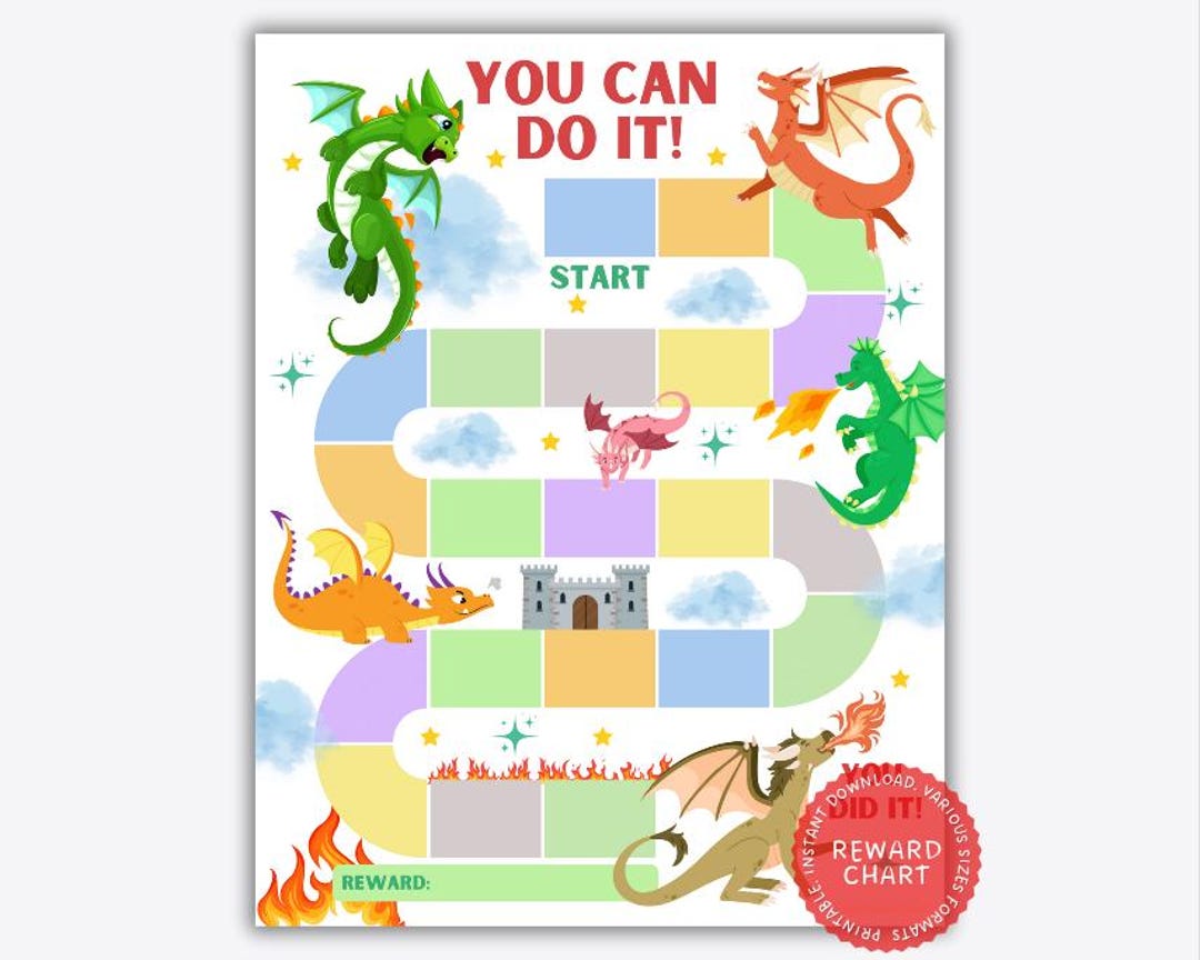 Dragon Reward Chart, Sticker Chart, Behavior Chart, Potty Training ...