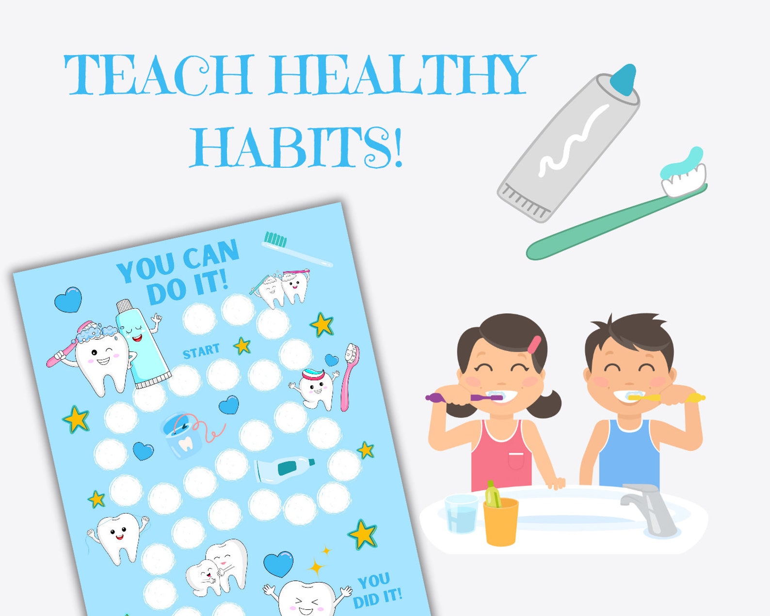 Brush My Teeth Reward Chart Printable Kids Reward Chart, Good Behavior ...