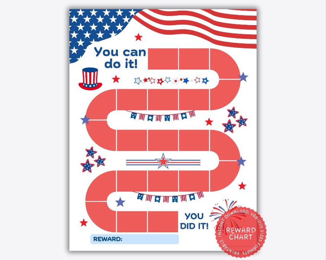 Patriotic Sticker Chart, USA Reward Chart, Star Chart, Potty Training ...