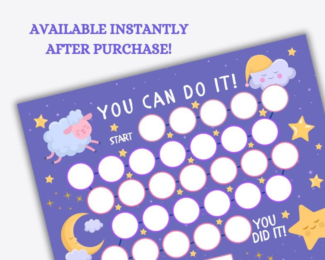 Printable Night Reward Chart, Sleep Sticker Chart, Bedtime Reward Chart ...