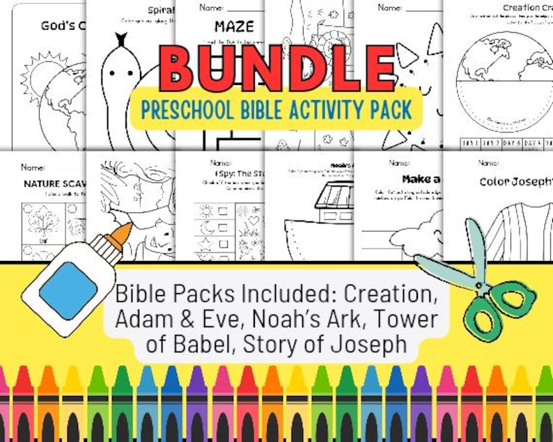 Bible Activity Pack, Preschool Bible Lessons, Church School Printables ...