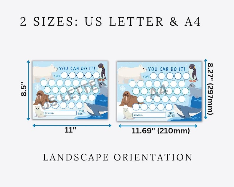 Arctic Animals Reward Chart: Kids' Potty Training, Behavior (PDF) - Etsy