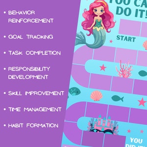 Printable Mermaid Reward Chart, Sticker Chart Girl Kids Reward Chart ...