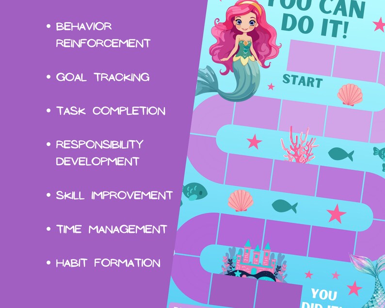 Printable Mermaid Reward Chart: Kids Chore & Potty Training (PDF) - Etsy