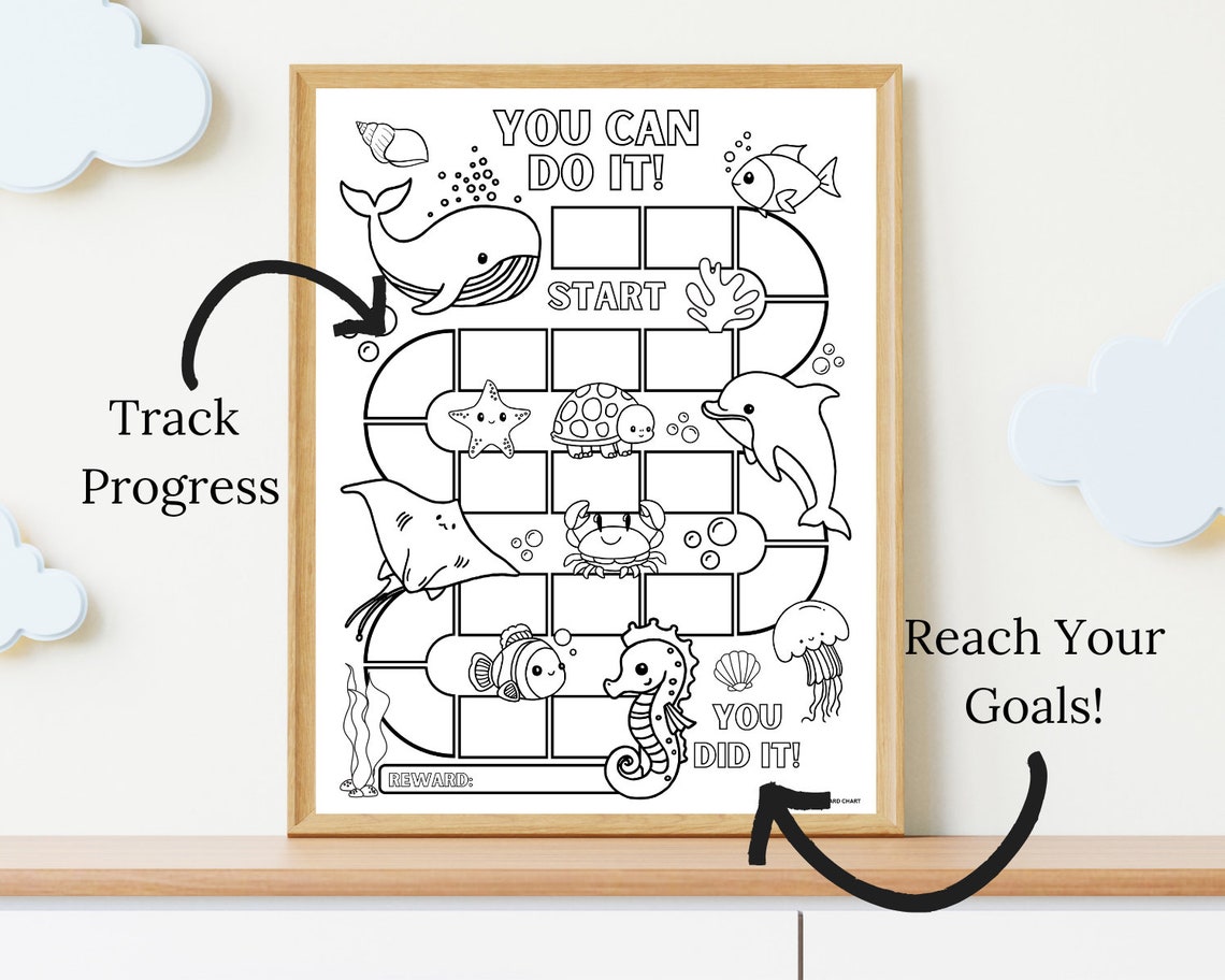 Printable Coloring Reward Chart Bundle: Kids' Habit Tracker (digital ...