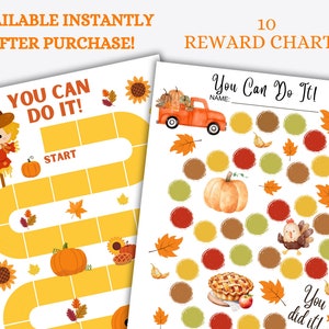 Printable Fall Reward Chart Bundle: Autumn Classroom Behavior Tracker ...