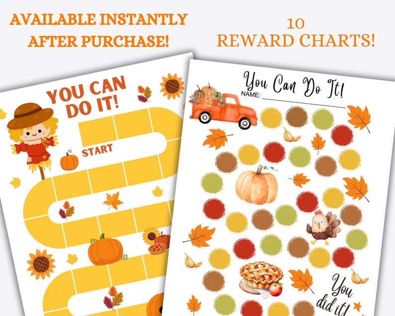 Printable Fall Reward Chart Bundle: Autumn Classroom Behavior Tracker ...
